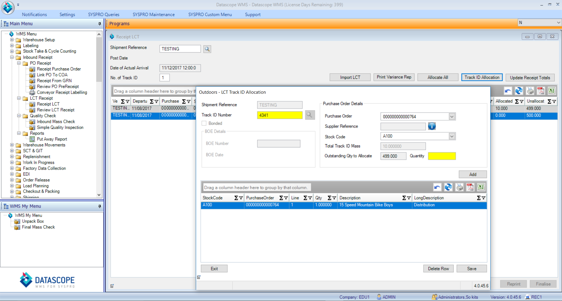Inbound Receiving » Datascope WMS