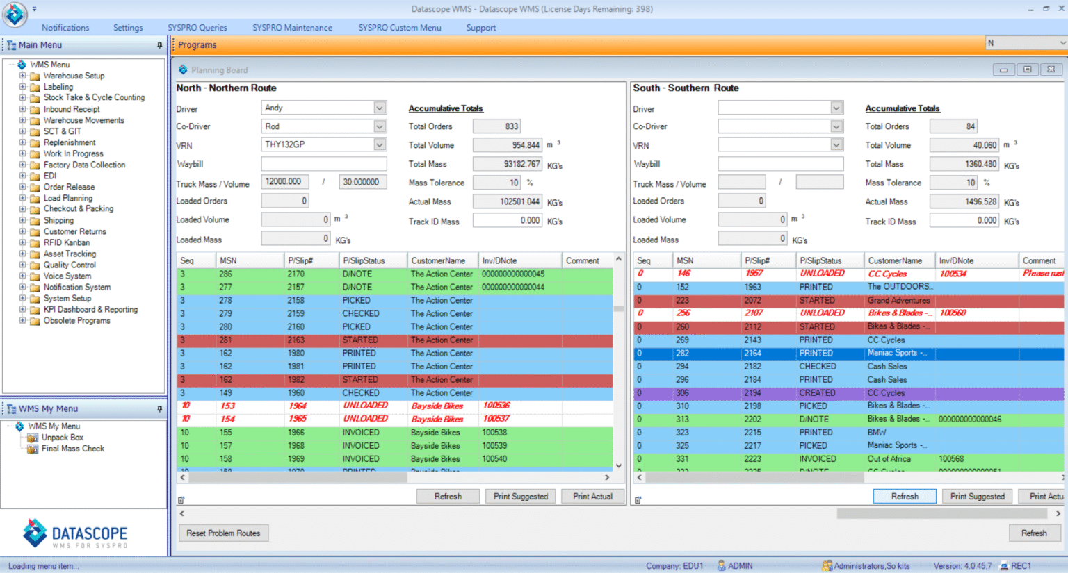 Load Planning » Datascope WMS